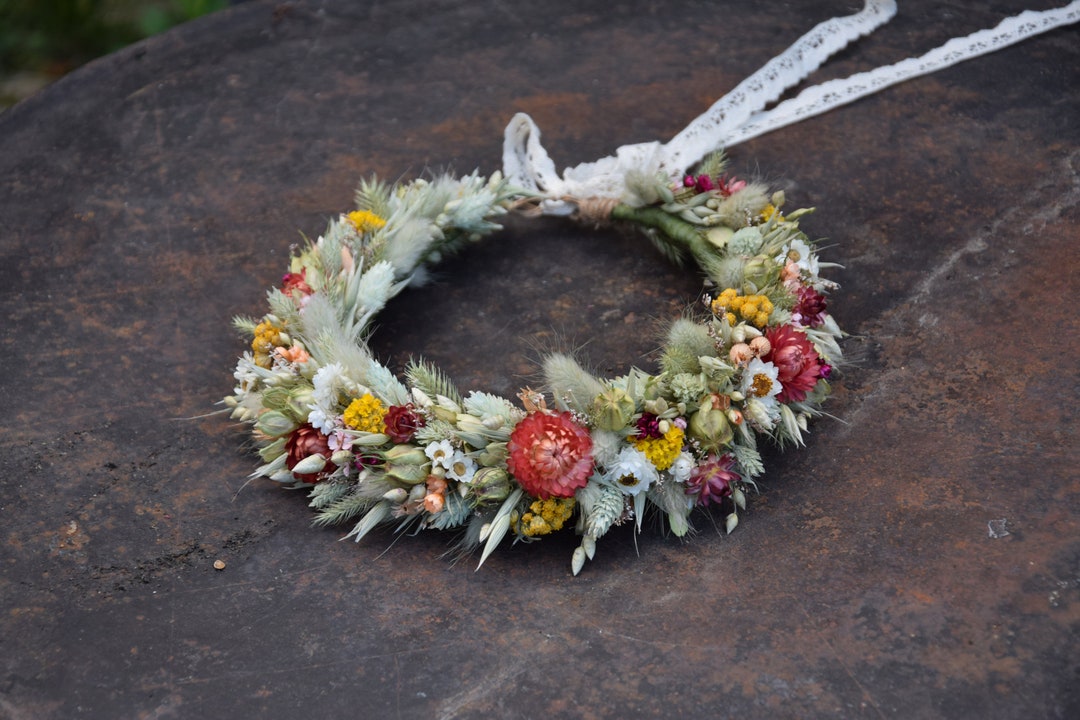 Dried Flower Crown, Wedding Flower Crown, Bridal Flower Crown, Rustic ...