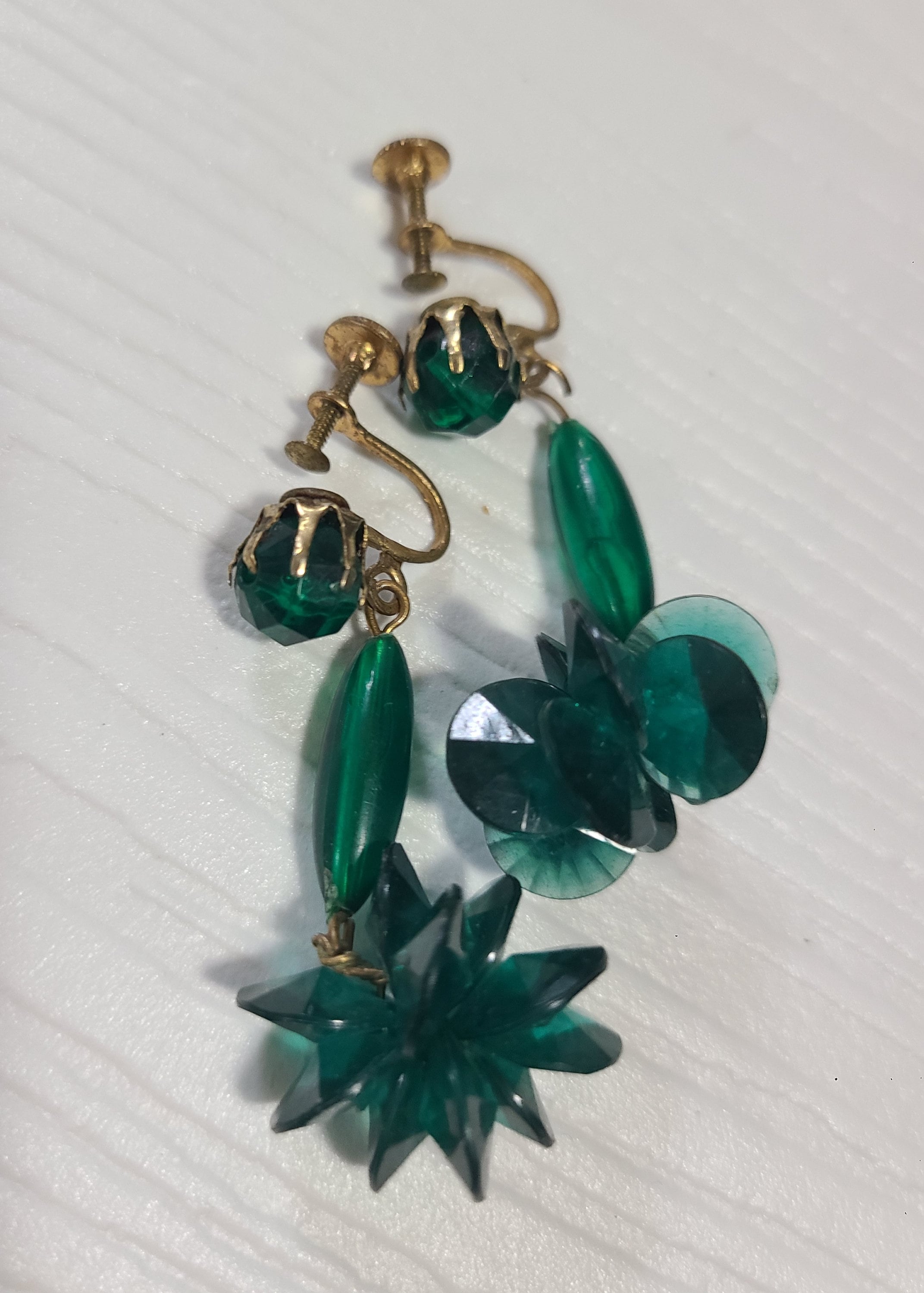 Vintage 1930's Miriam Haskell Green Lucite Earrings - Etsy