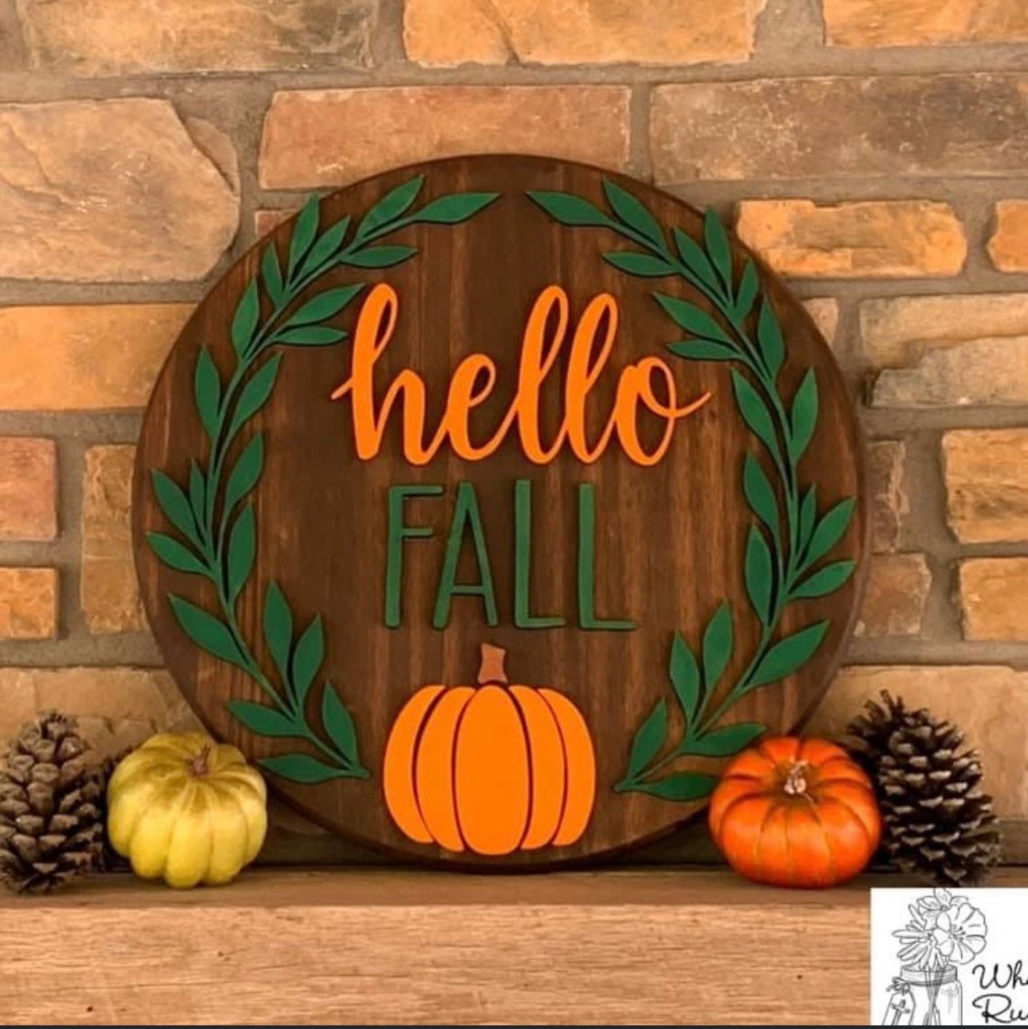 Hello Fall Sign Pumpkin Sign Fall sign Thanksgiving sign | Etsy
