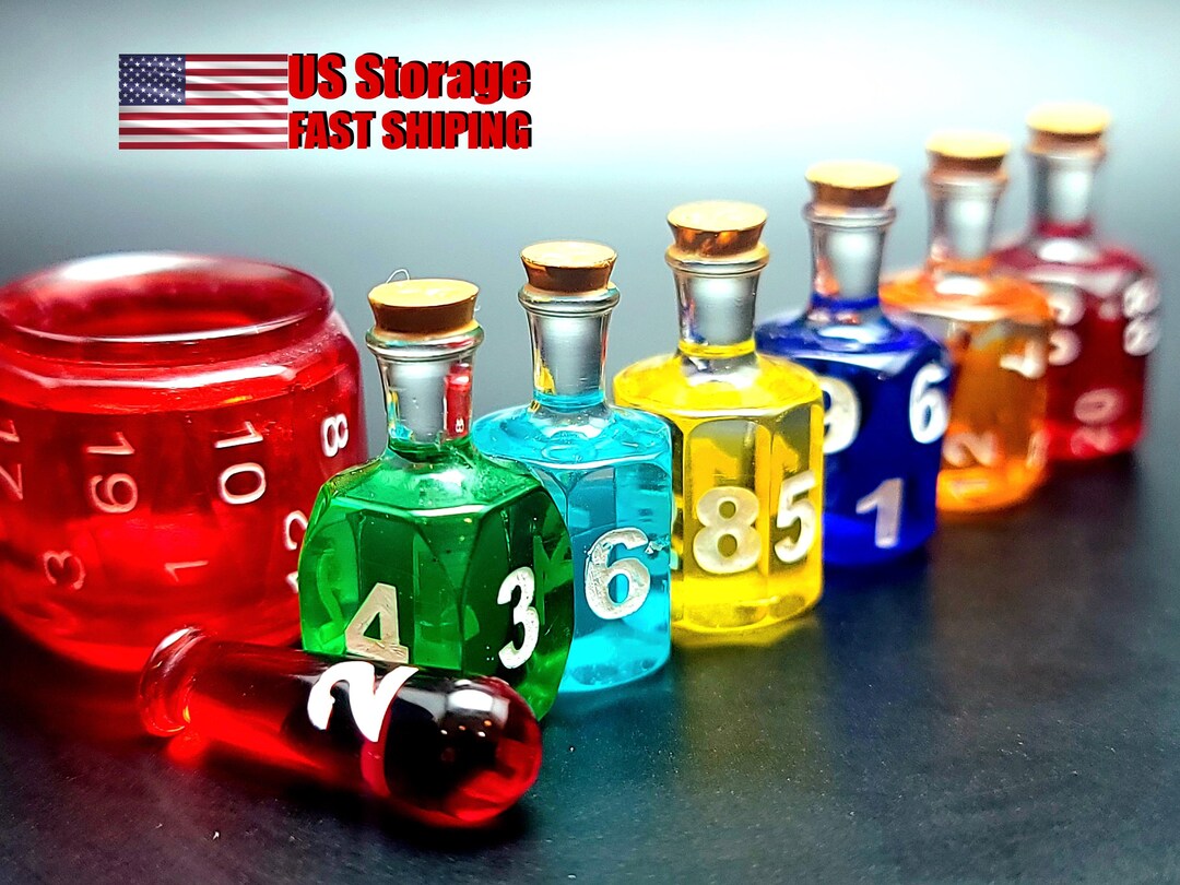 Coloured 7 Potion Dice Set for RPG Tabletop Games Like Dungeons and ...