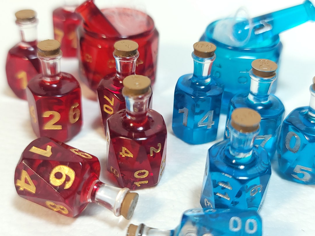 Set of 7 Potion Pottles Dice for Tabletop Games Ttrpg Like Dnd D4 D6 ...