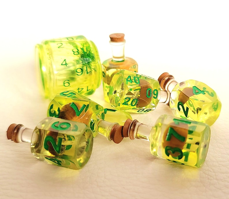 Handmade Potion Dice Set With Mushrooms Inside - Ideal for Tabletop ...
