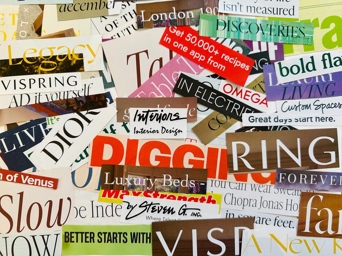 Words & Phrases Magazine Clippings Cutouts Journal Ephemera for Collage ...