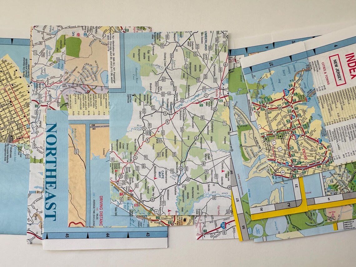 Vintage Map Scraps | Junk Journal Supplies Scrapbook Paper Pack | USA ...