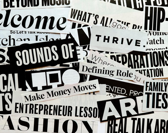 Black/white Words & Phrases Magazine Clippings Cutouts | Affirmations ...