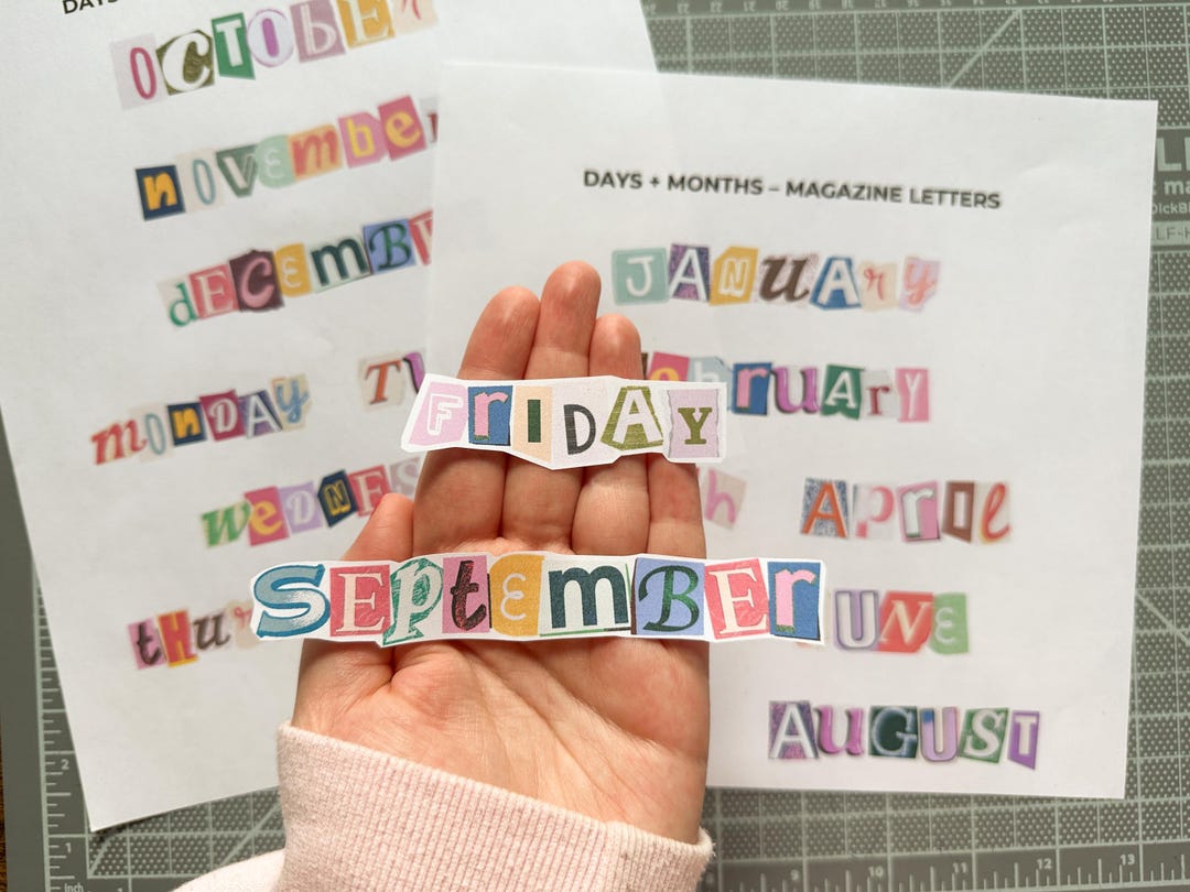 Day & Month Headings - Printable Letters Magazine Cutouts | Ransom Note ...
