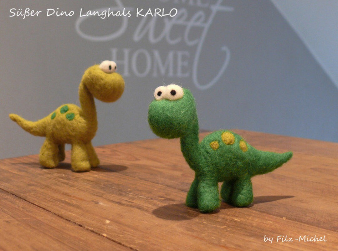 Zuckersüßer Dino Langhals KARLO handgefilzt filz filzdino Dinosaurier ...