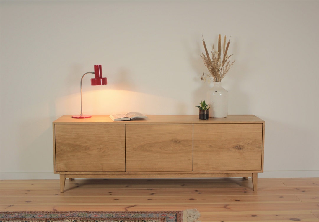 Sideboard Oak Solid Wood Lowboard TV Table Midcentury Vintage Solid ...