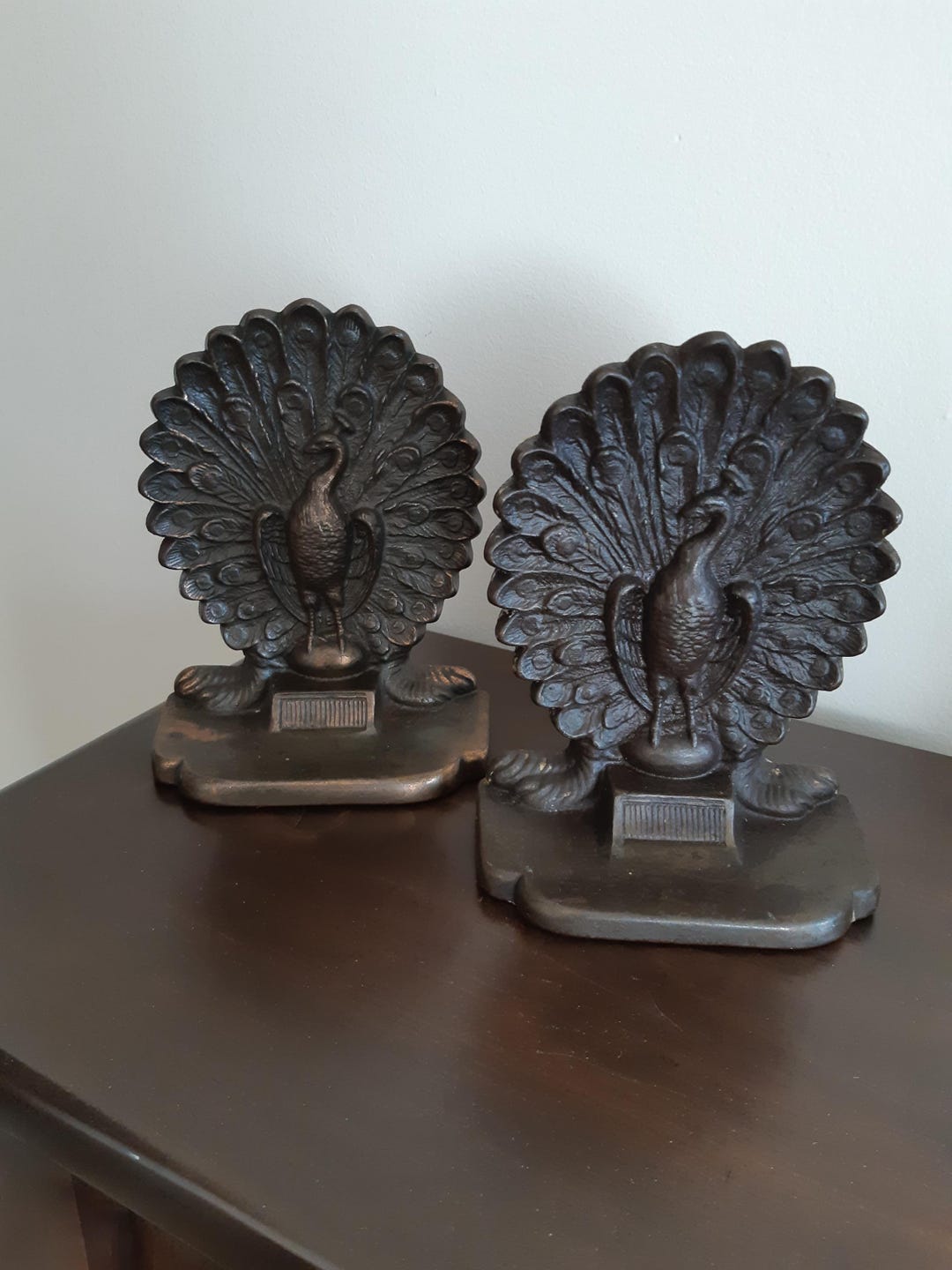 Antique Cast Metal Peacock Bookends - Etsy