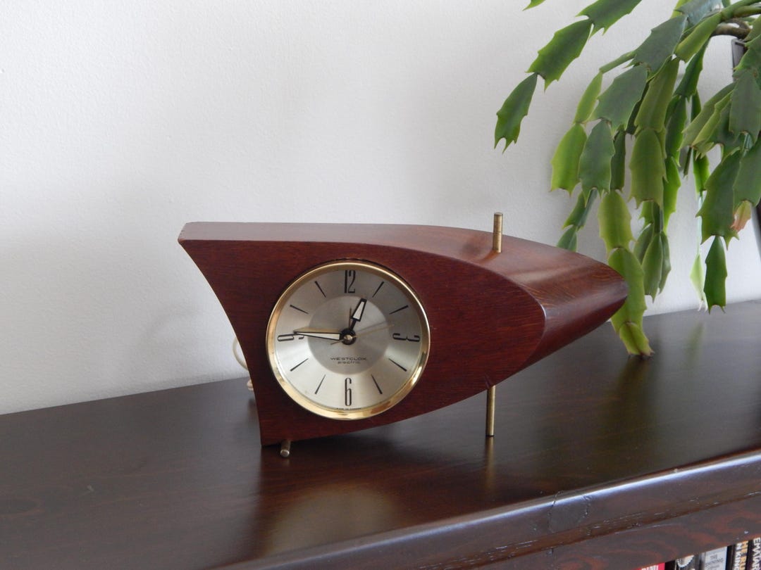 Westclox Atomic Boomerang Art Deco Wood Brass MCM 707 Alarm Clock - Etsy