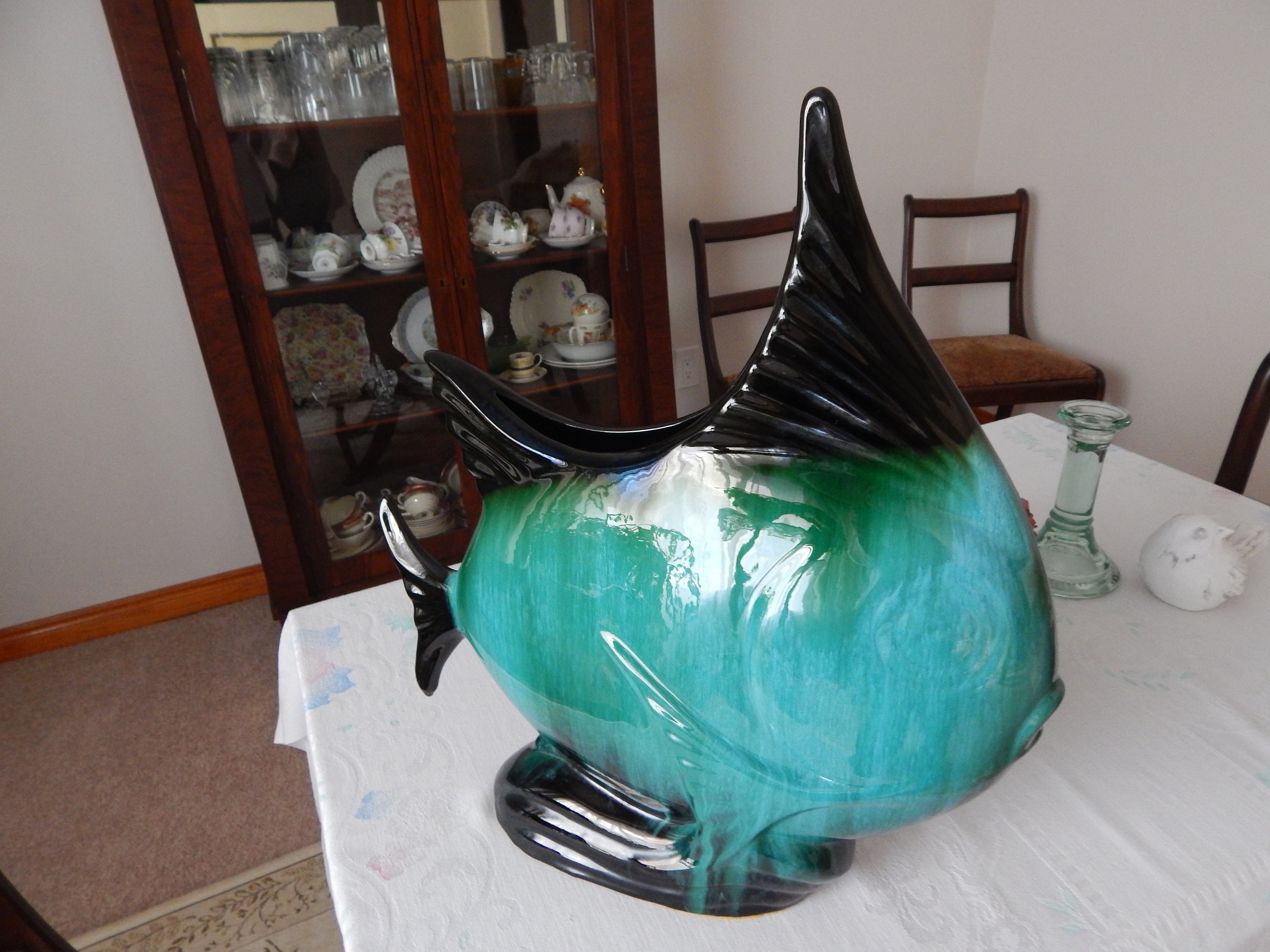 Large MCM Blue Mountain Pottery Angelfish Vase - Etsy