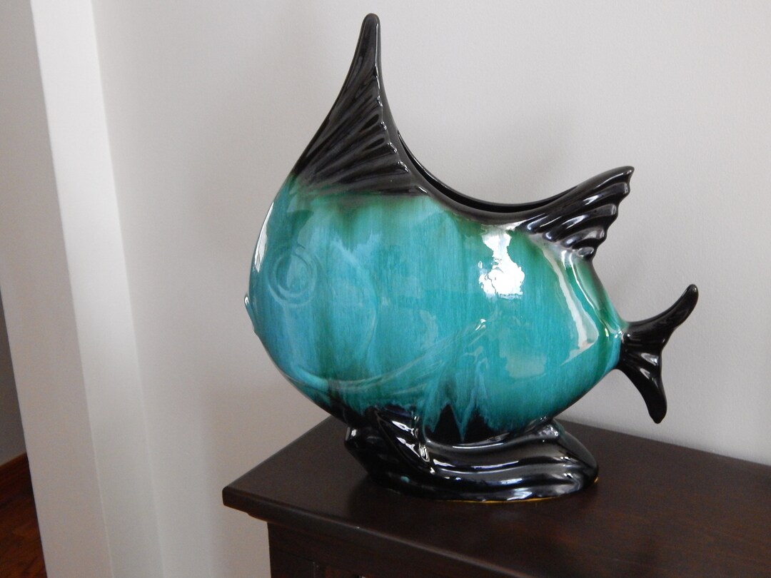 Large MCM Blue Mountain Pottery Angelfish Vase - Etsy