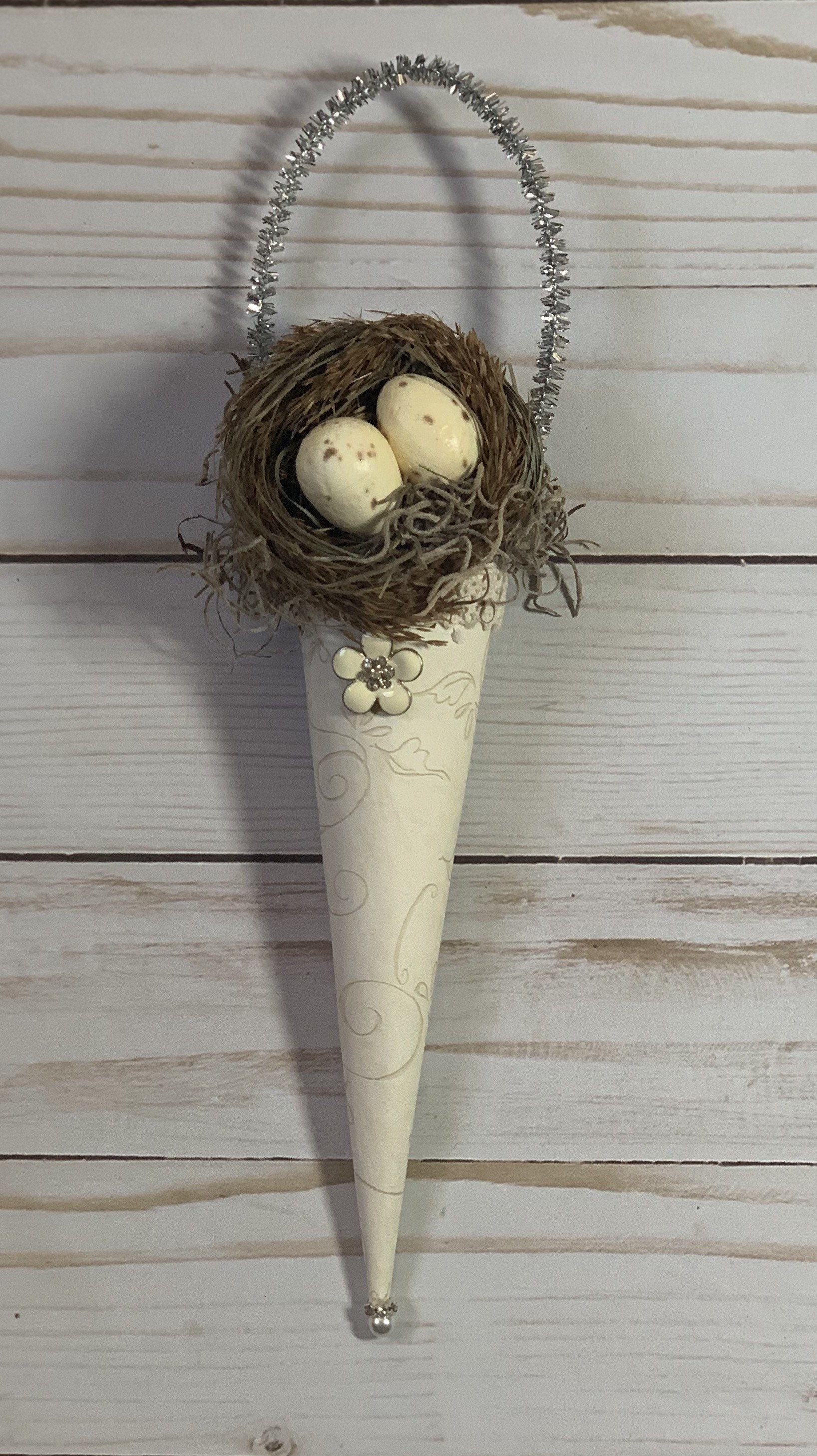 Nest Paper Cone/ Shabby Chic Decor/Friend Farmhouse Gift/ Table Favor ...