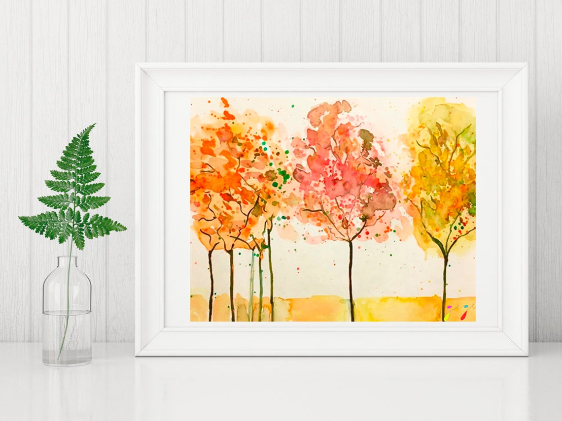 Trees Watercolor Print, Watercolor Painting, Printed Art, Wall Art ...