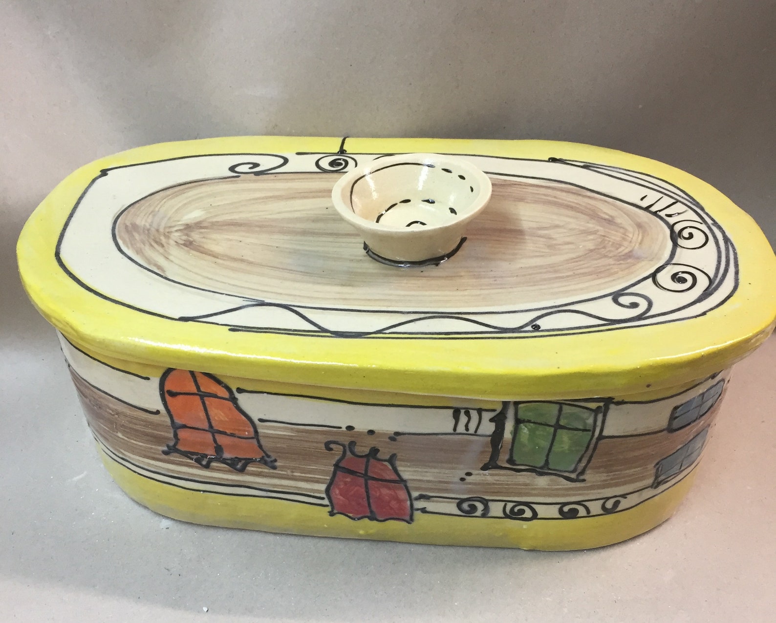 Large Rustic Oval Bread Pot Bread Box Bread Box | Etsy