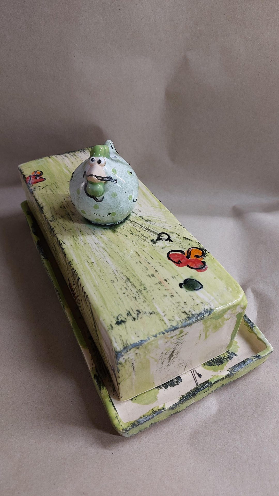 Square Ceramic Cheese Dome With a Chicken Knob - Unique Piece - Etsy