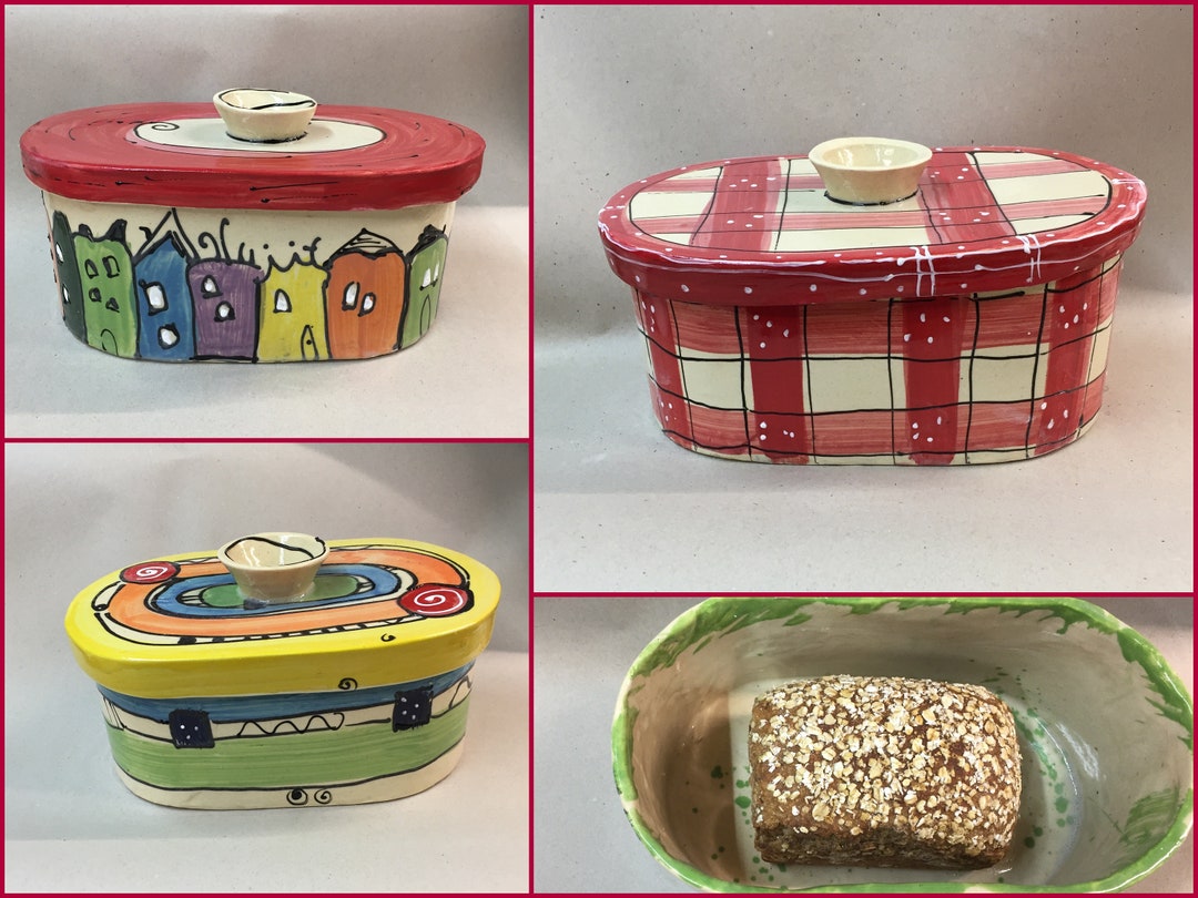 Small Oval Bread Pot for Singles Bread Box Ceramic Bread Box in ...