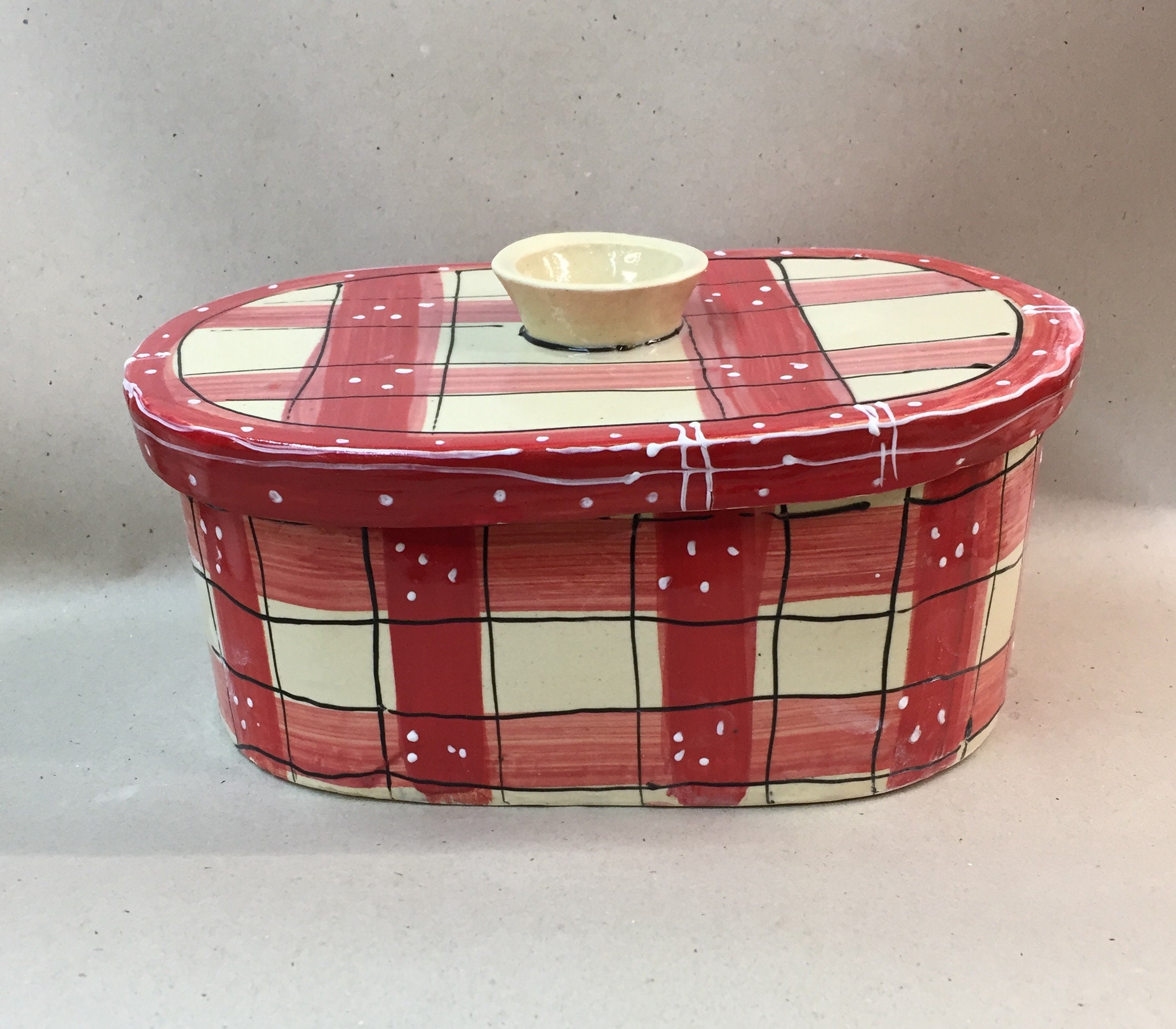 Small oval bread pot for singles bread box bread box ceramic | Etsy