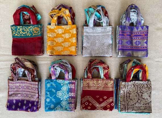 Silk Sari Handle Bags Gift Packaging Silk Sari Bags Recycled - Etsy