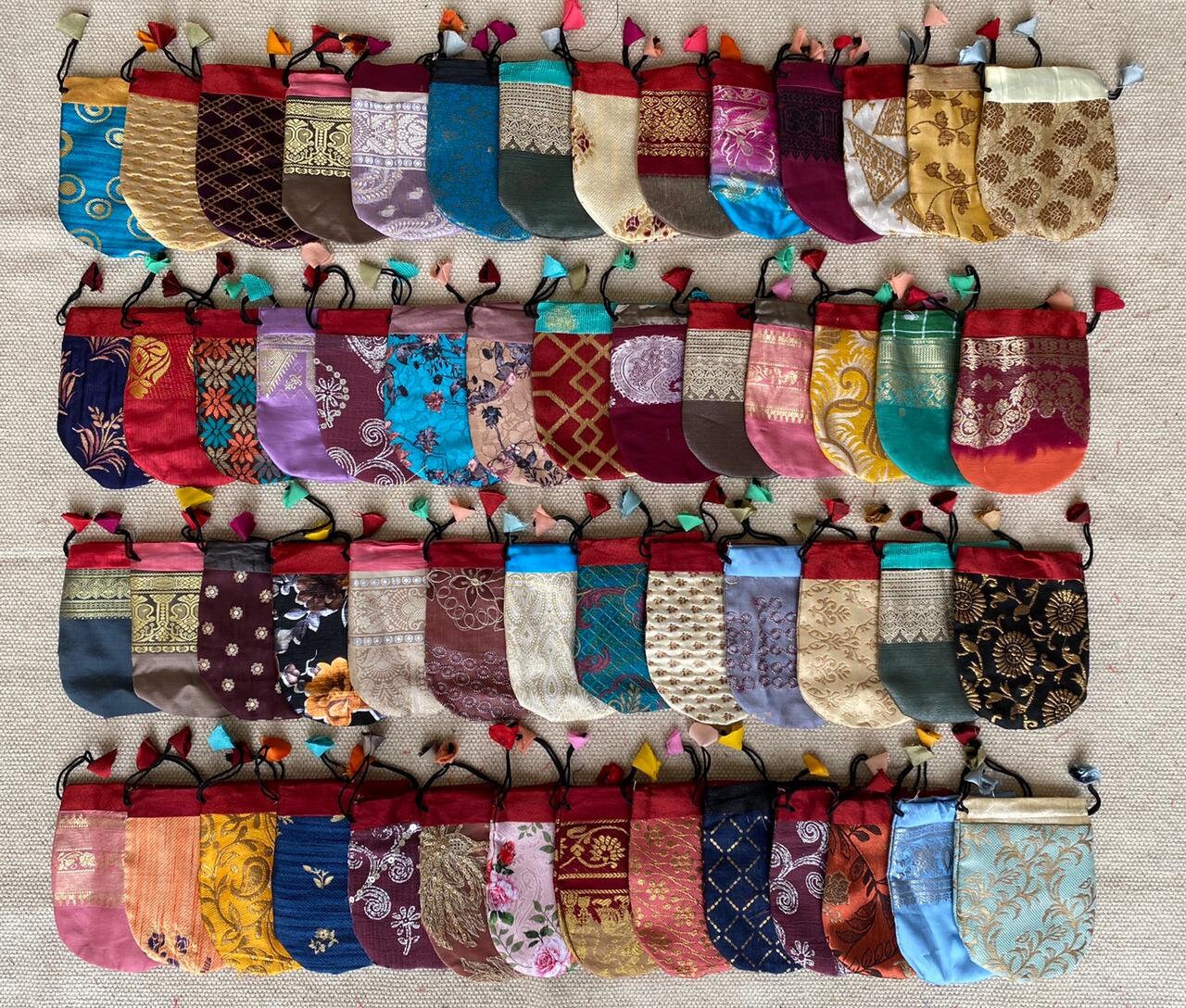 Recycled Silk Sari Hand Made Gift & Crystal Pouches Bags - Etsy