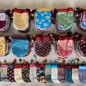 Recycled Silk Sari Hand Made Gift & Crystal Pouches, Bags, Healing ...