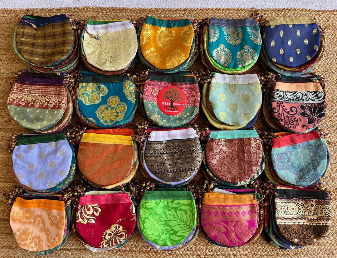 Recycled Silk Sari Hand Made Gift & Crystal Pouches or Bags for Healing ...