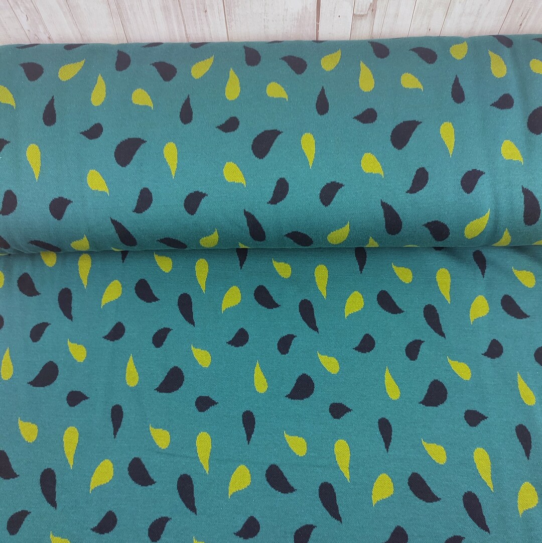 Jacquard Knit 21.20 Eur/meter, Knit Jaquard in Petrol With Paisley ...