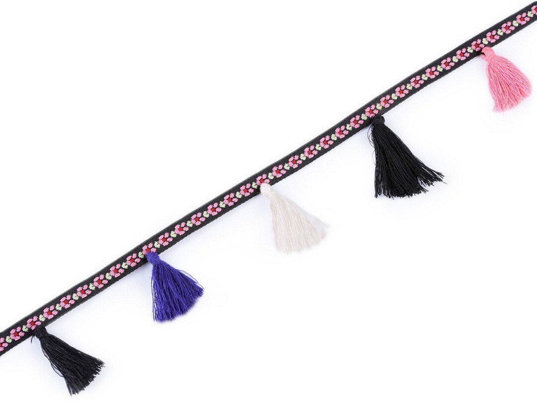 Tassel Border 2.50 Eur/meter, Border 3.5 Cm, Black Pink Colorful, Sold ...