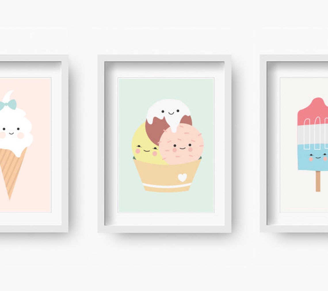 Images Chambre denfant Poster Enfants Photo Glace Trio - Etsy France