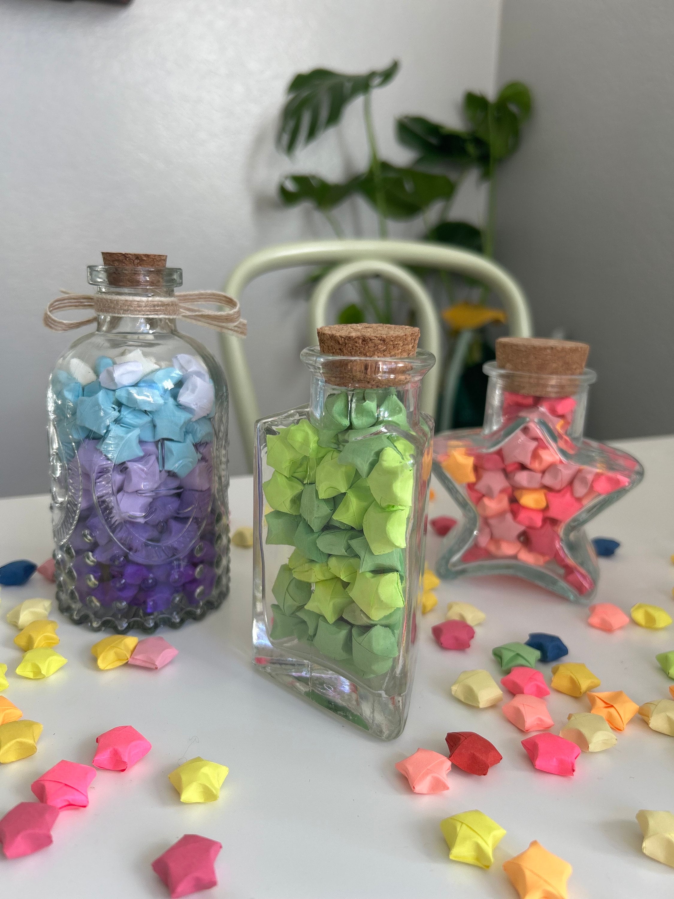 Lucky Stars in Triangular Glass Jar - Etsy