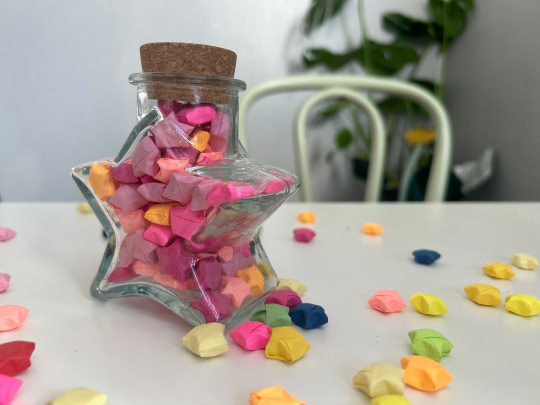 Lucky Stars in Star-shaped Glass Jar - Etsy