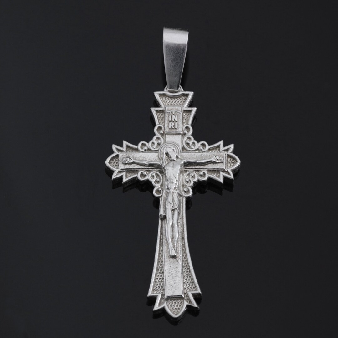 Silver Cross, Big Heavy Silver Cross, Sterling Silver Cross, Pendant ...
