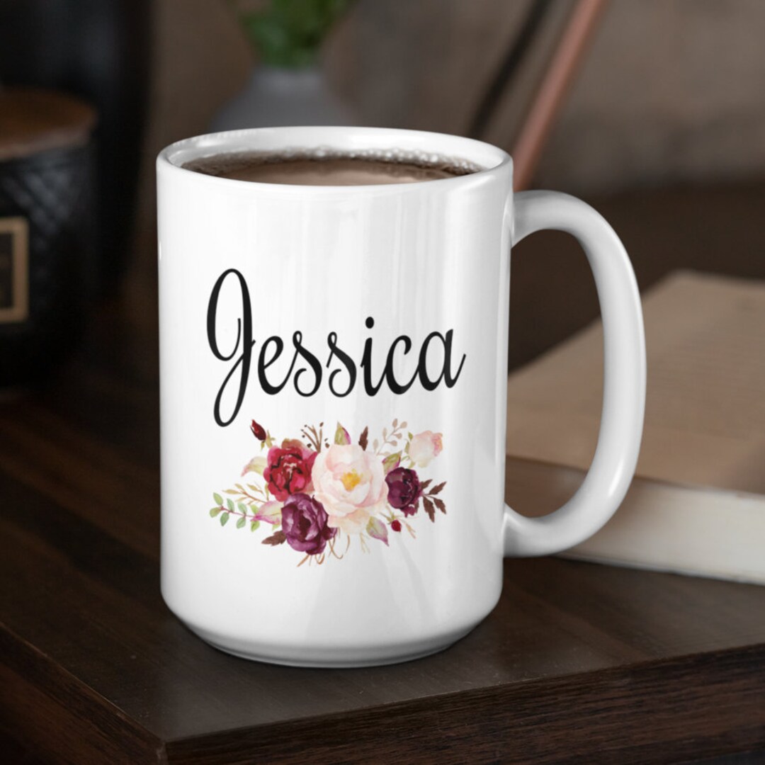 Name Floral Mug, Custom Name Floral, Personalized Mug, Custom Name Mug ...