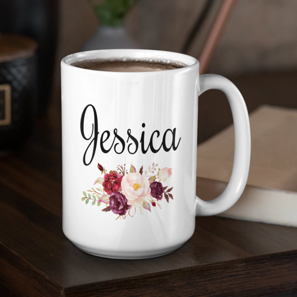 Name Floral Mug Custom Name Floral Personalized Mug Custom | Etsy