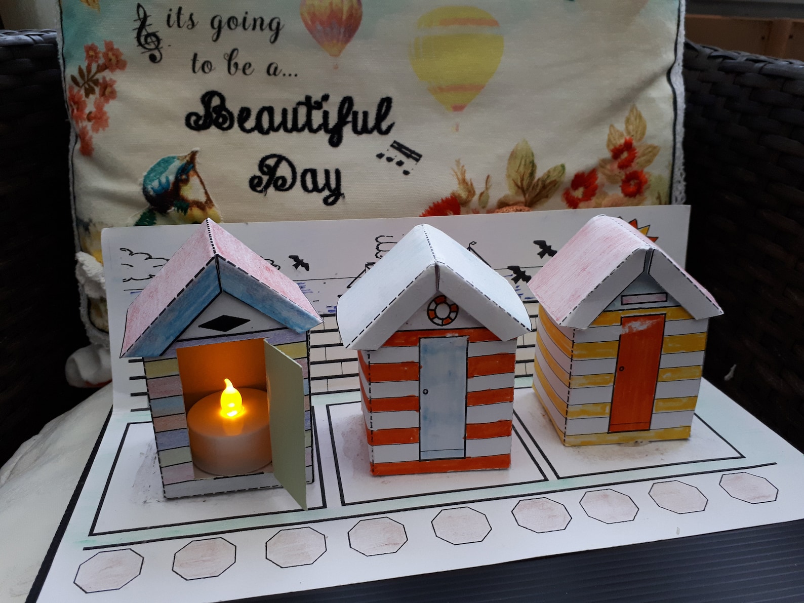 Beach Hut Template With Background Scenery Printed Black /white - Etsy