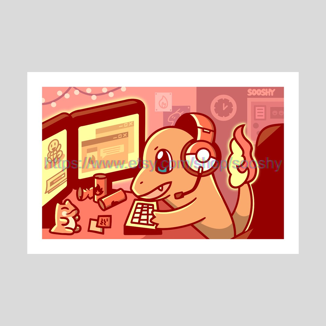 Charmander Gamer Art Print - Etsy