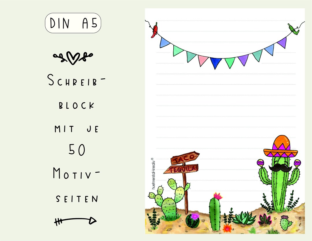 Notepad Din A5 / Mexico / America / Writing Pad / Illustration - Etsy