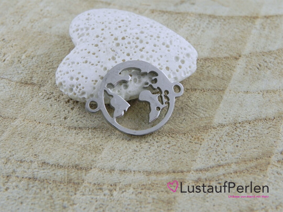 Conector mapa del mundo acero inoxidable 20 x 15 mm color plata 1 o 2 ...