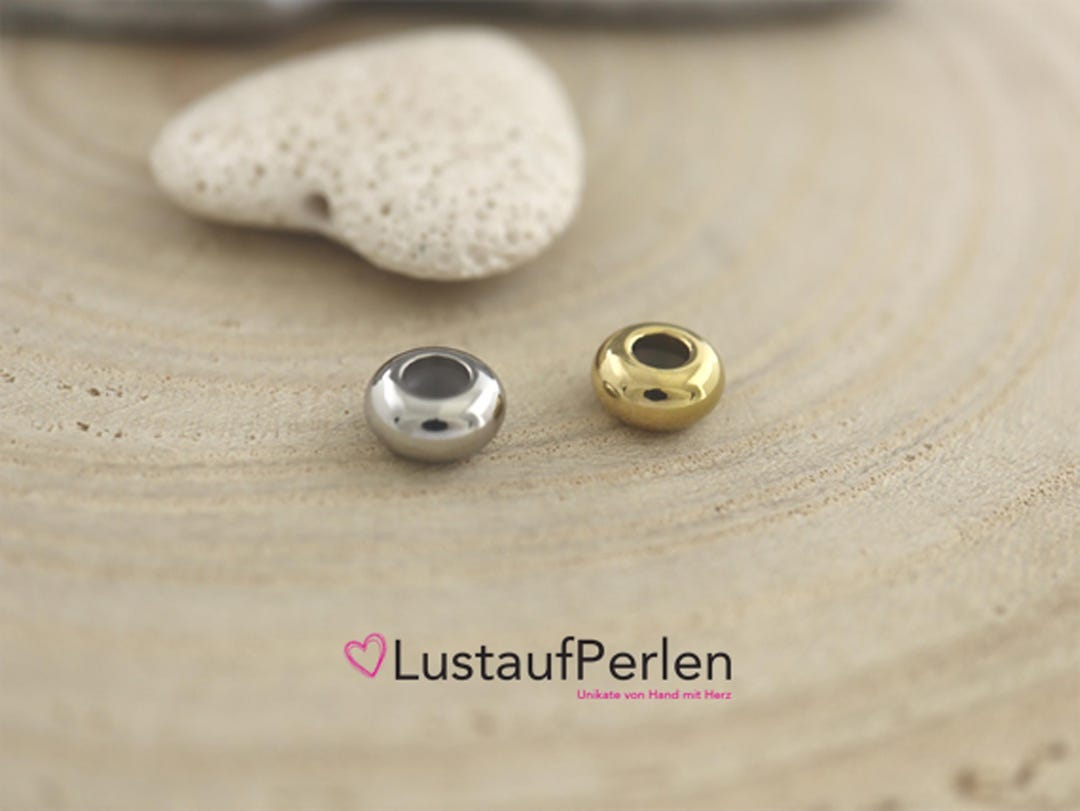 1x STAINLESS STEEL Stopper Beads With Rubber 8 X 4 Mm/2 Mm Color ...