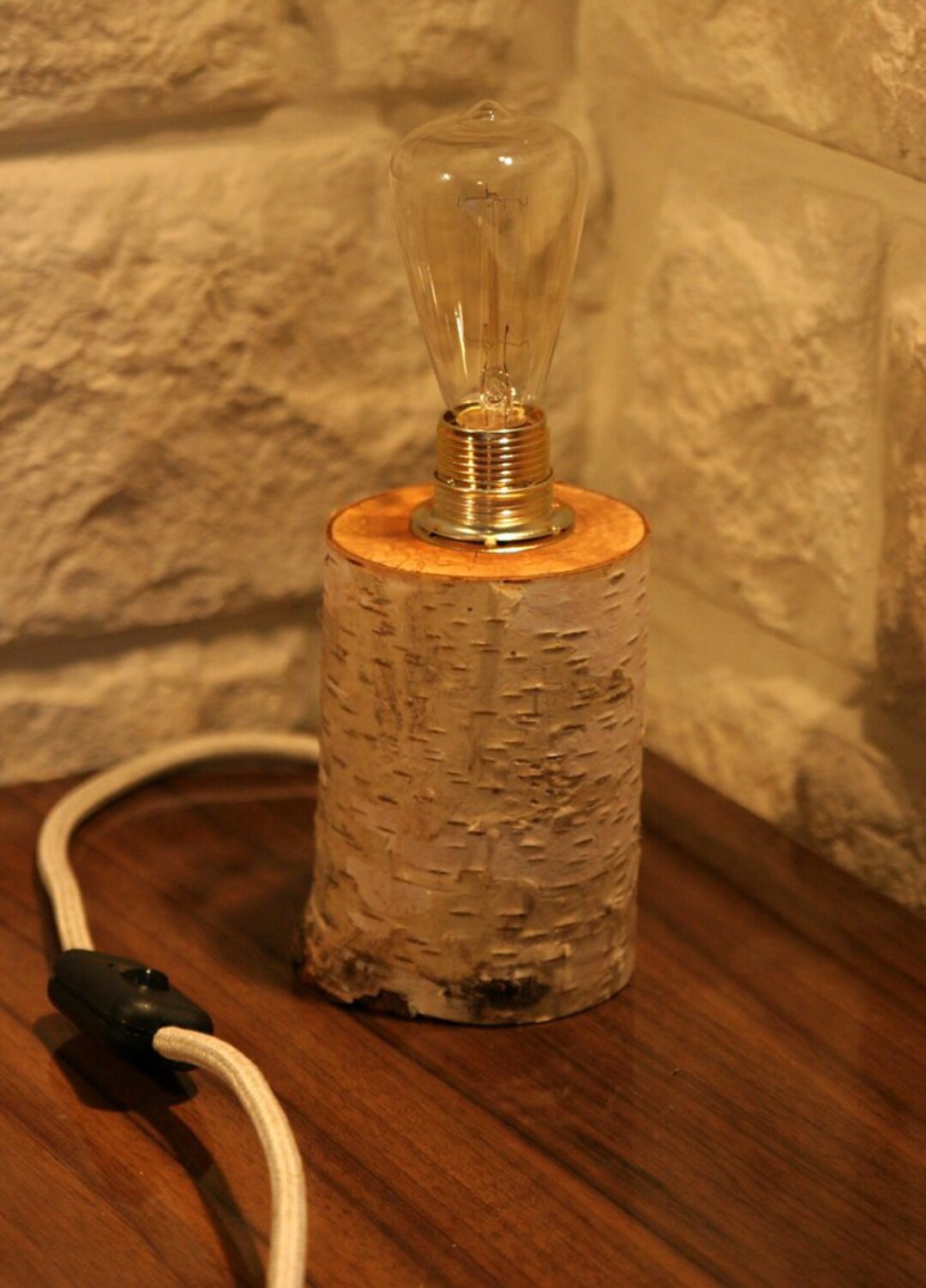 Lamp Tree Trunk Birch Wood Wood Lamp Vintage Design Birch Table Lamp - Etsy