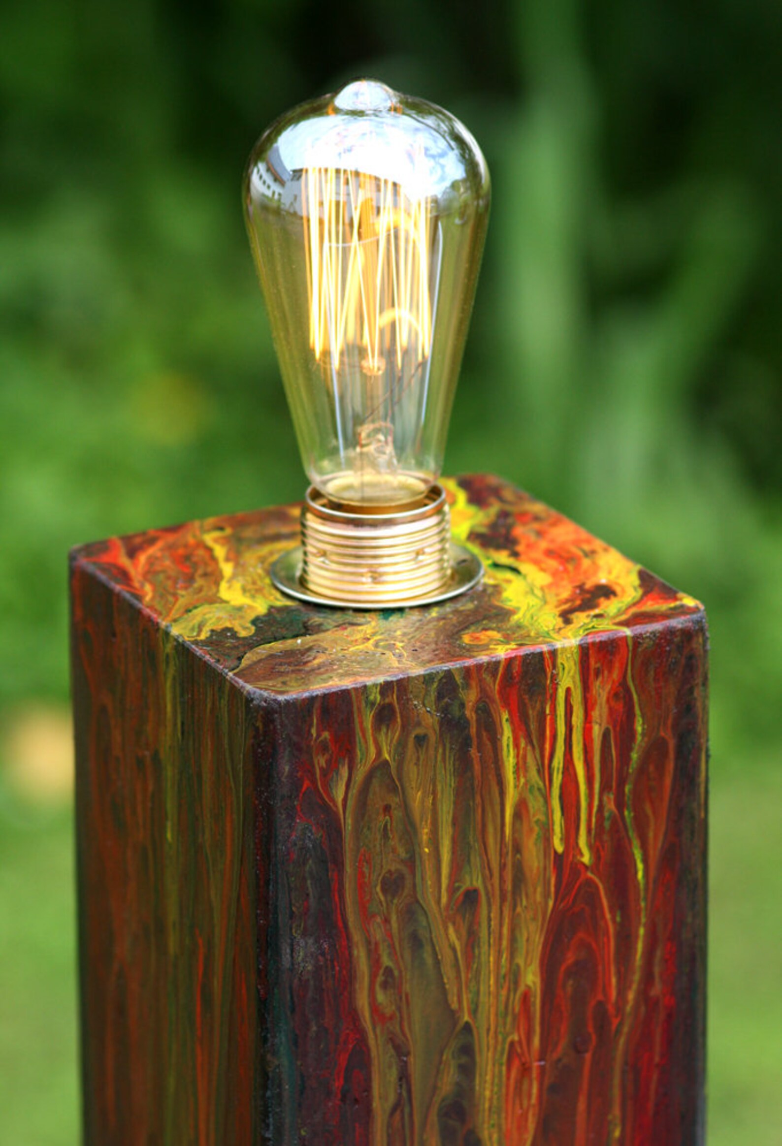 Wooden Lamp Lamp Tree Trunk Acrylic #2 Fluid Art Design - Etsy