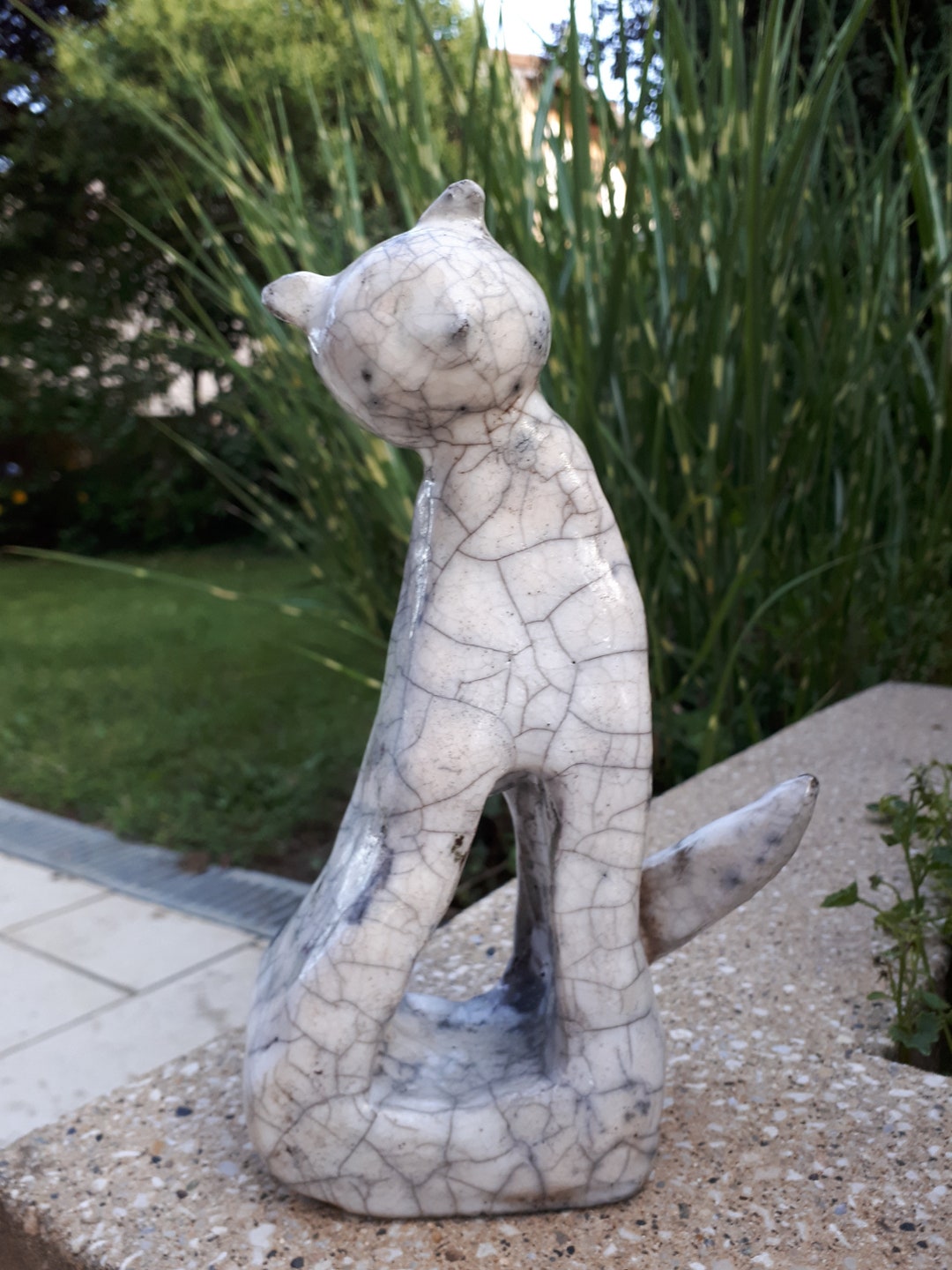Raku White Cat - Etsy