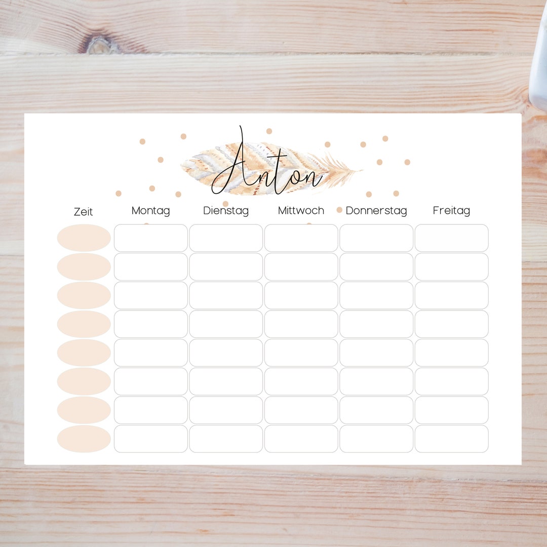 Weekly Plan, Timetable, Personalized, Timetable With Name, School ...