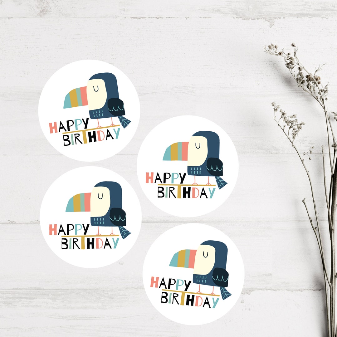 Happy Birthday Stickers, Birthday Stickers, Scrapbook, Gift Stickers ...
