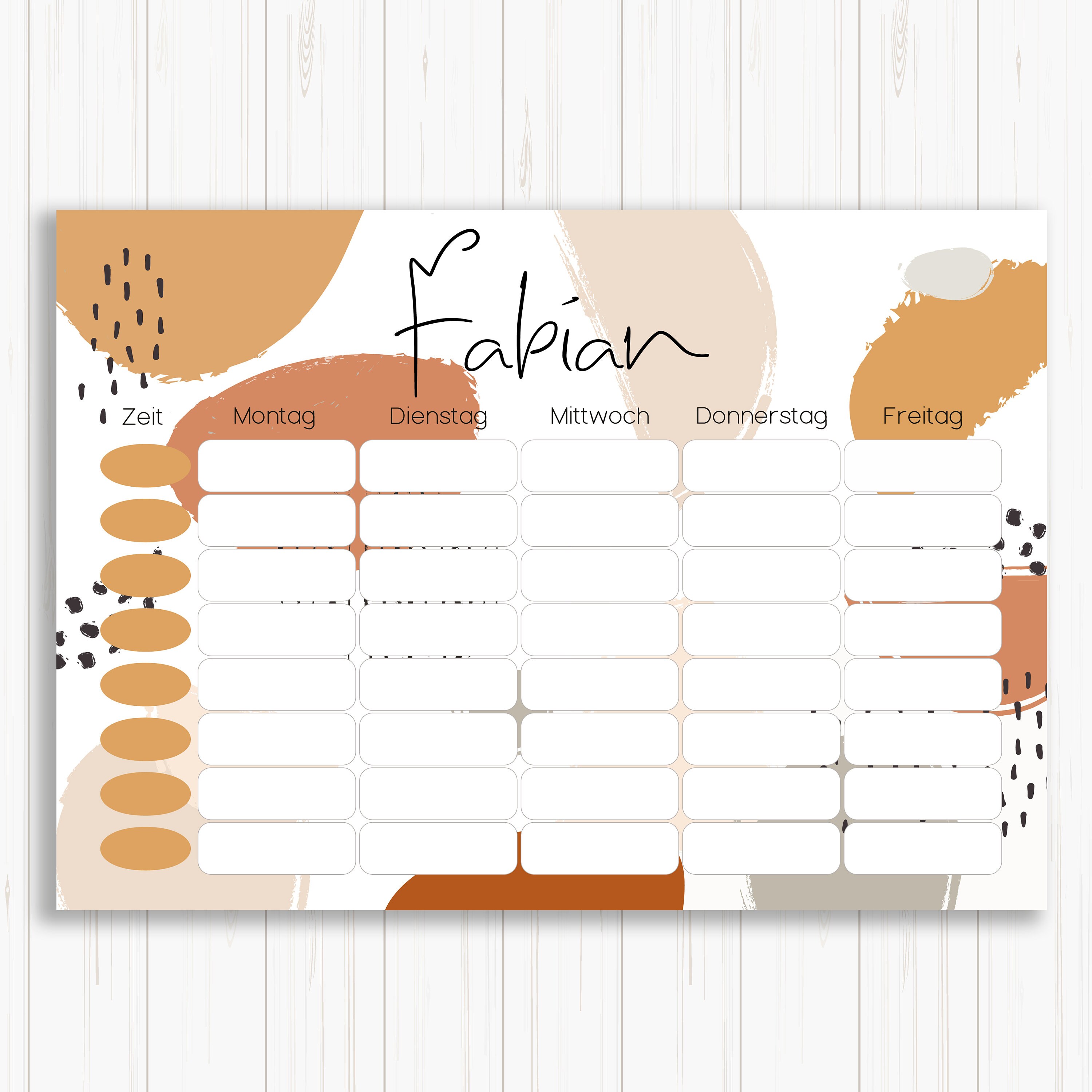 Weekly Schedule Timetable Personalized Timetable With Name - Etsy