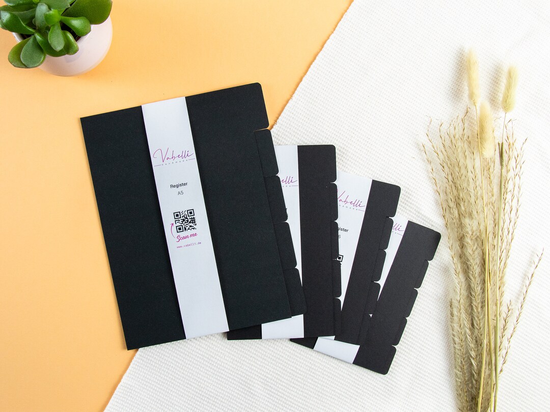 Register, A5, Personal, A6 or Pocket, 5 Sheets, Black, 220g Cardstock ...