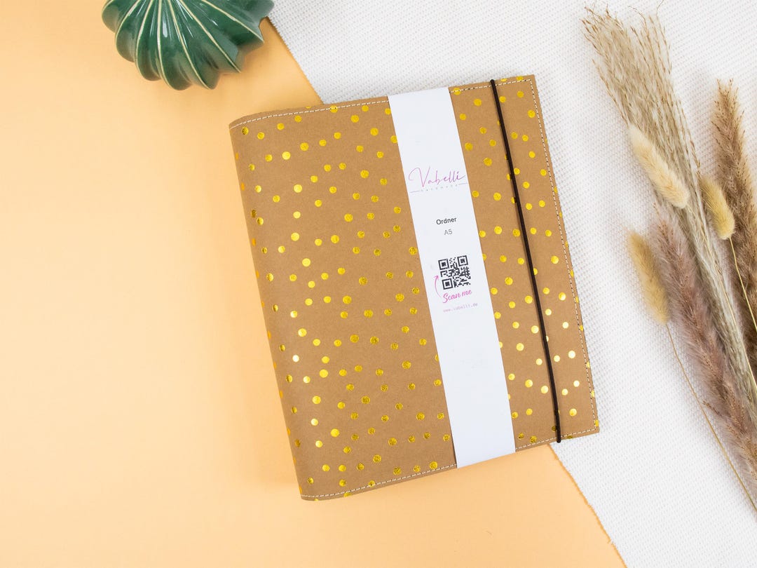 Ring Binder, Golden Dots, A5, Personal, A6, 2-ring or 6-ring Binder ...