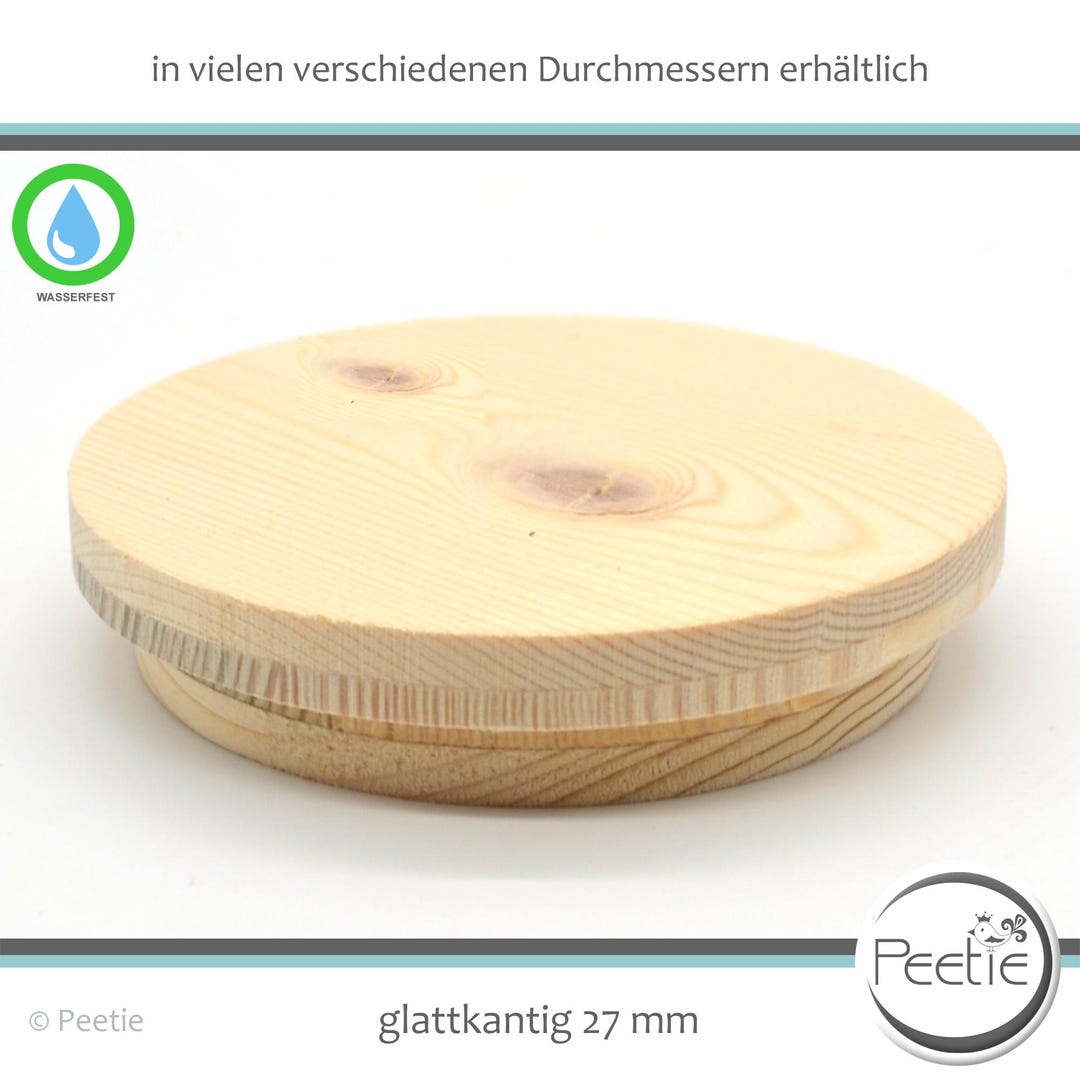 1x Wooden Lid Round Spruce Three-layer 27 Mm Natural Individual Wooden ...