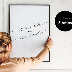 Minimal Trick or Treat Sign Halloween Art Printable | Modern Simple ...