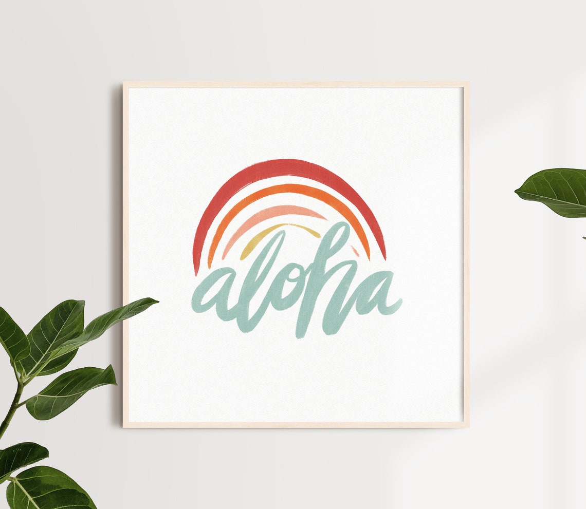 Aloha Rainbow Art Printable | Tropical Hawaiian Coastal Digital ...